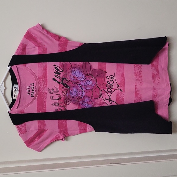 Mudd | Shirts & Tops | Mudd 2 Piece Pink Stripe Shirt With Roses And ...